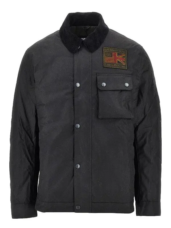BARBOUR INTERNATIONAL Steve Mcqueen Waxed Cotton Jacket With Corduroy Collar - Black