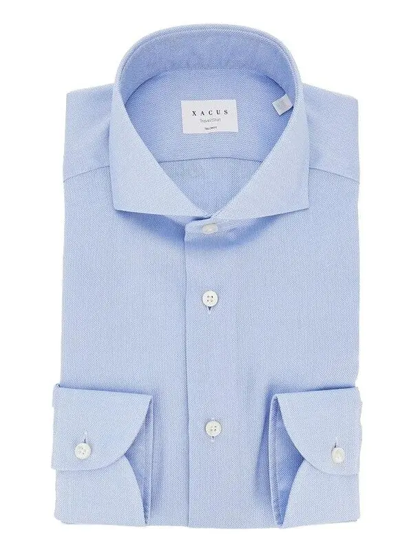 XACUS Cotton Tailor Fit 'travel' Shirt - Blue