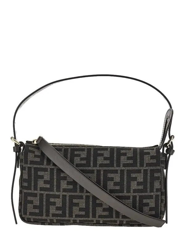 Fendi Zip Top Ff Motif Jacquard Bag - Brown