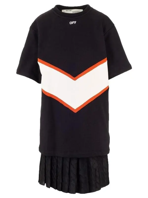 Off-White Contrasting Panels T-shirt Dress - Black