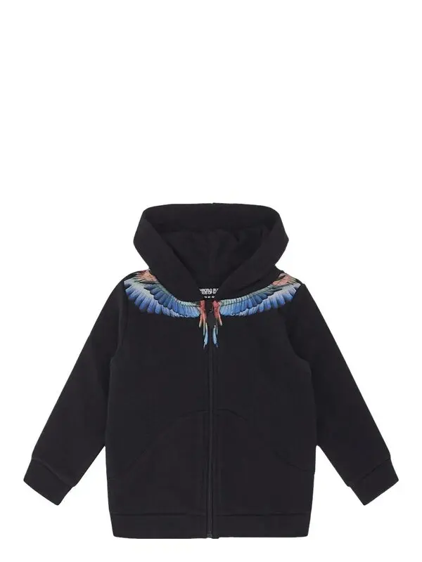 MARCELO BURLON COUNTY OF MILAN Wings-print Zip-up Hoodie - Black