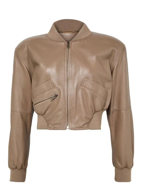Chloé Zip-up Leather Bomber Jacket - Brown