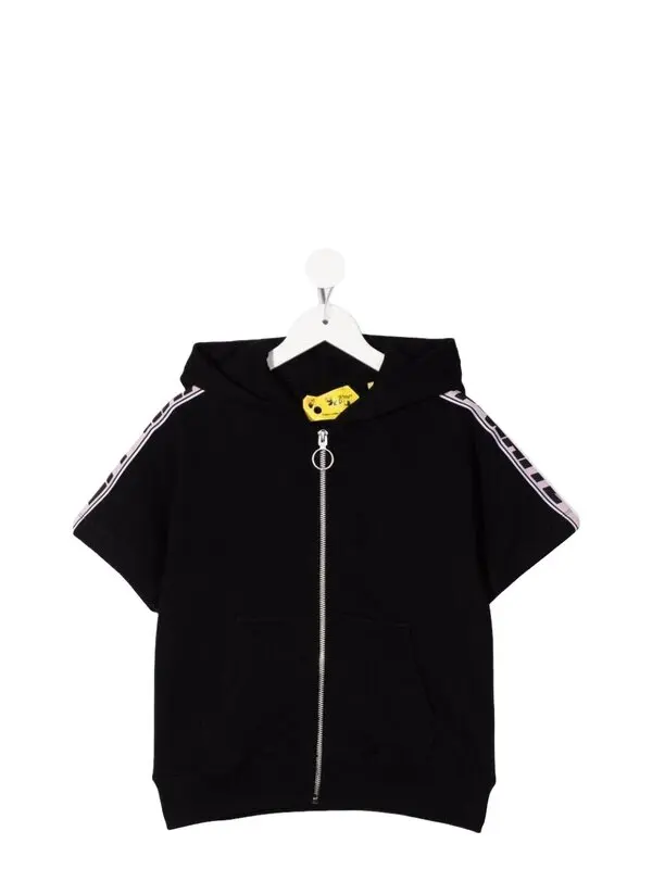 Off-White Logo Tape Short Sleeve Hoodie - Black