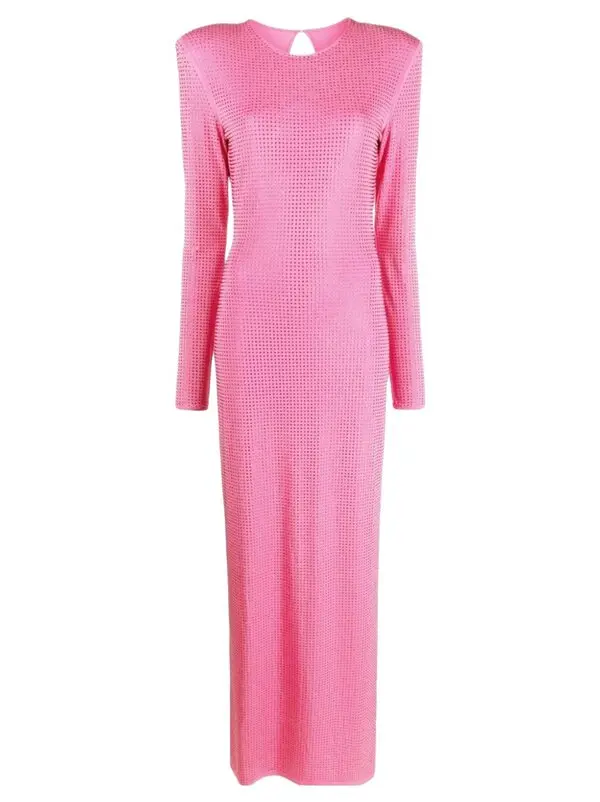 ROTATE BY BIRGER CHRISTENSEN Crystal Embellished Backless Maxi Dress - Pink
