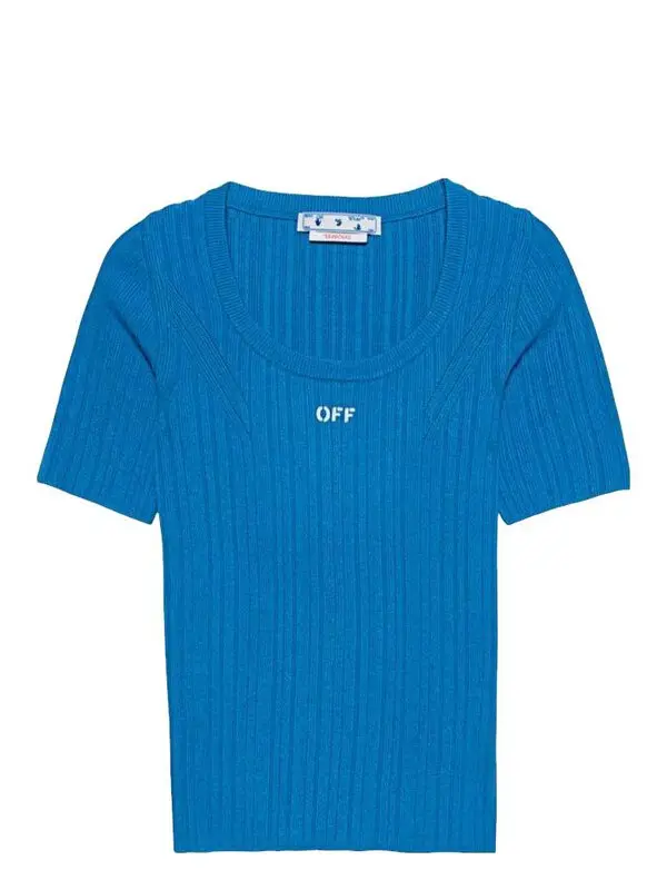 Off-White Off" Logo-print Knit Top - Blue
