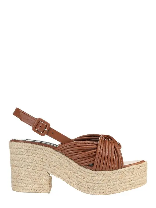 SERGIO ROSSI Braided Platform Espadrille Sandals - Nude