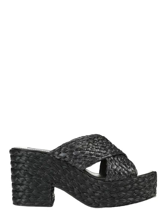 SERGIO ROSSI Woven Platform Sandals - Black
