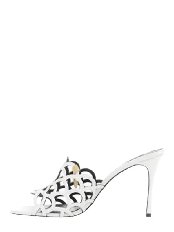 SERGIO ROSSI Round Toe High Heel Sandals - White