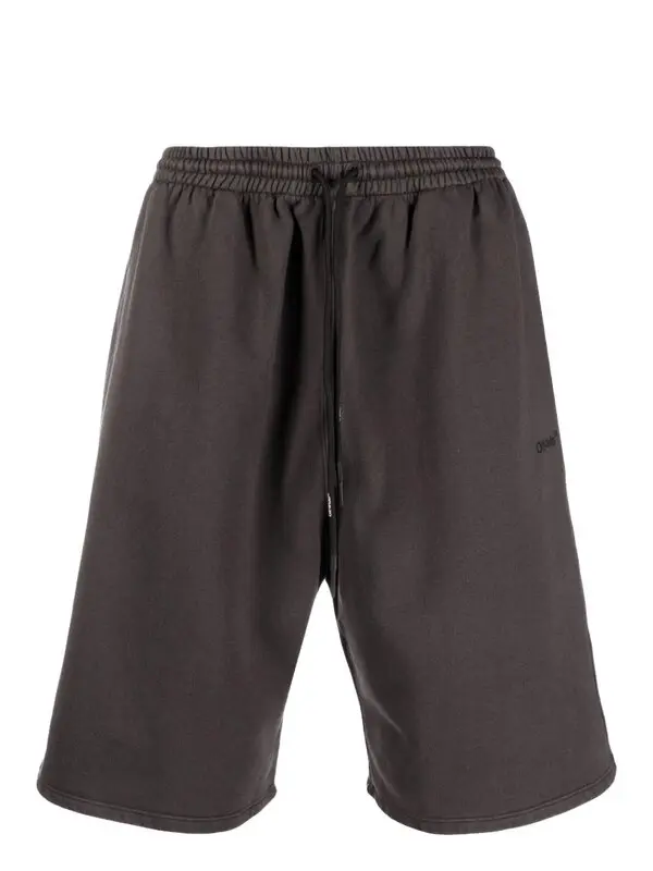 Off-White Diagonal Stripe Cotton Shorts - Black