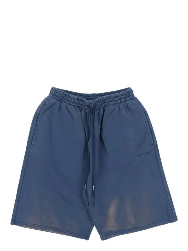 Off-White Diag-stripe Cotton Shorts - Blue