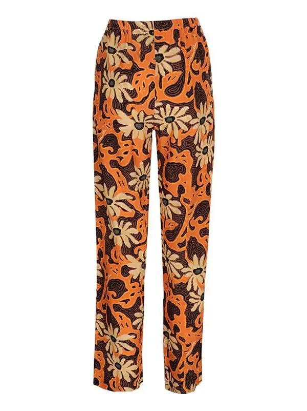 Nanushka Floral Printed Wide-legged Pants - Orange