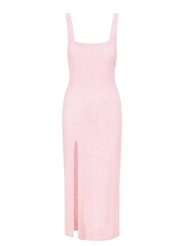 Staud Strapless Maxi Dress With Side Slit - Pink
