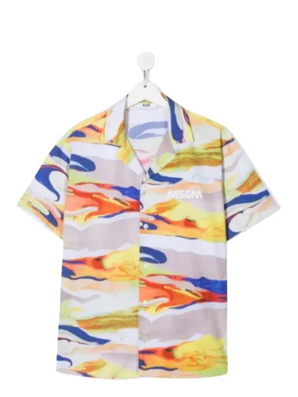 MSGM Short Sleeve Camouflage Print Shirt - Multicolor