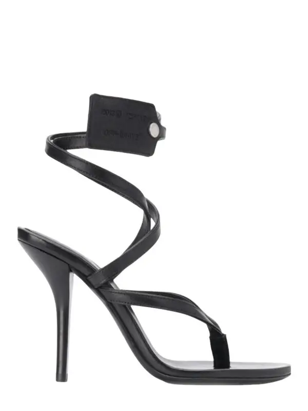 Off-White Zip-tie Tag Strappy Stiletto Sandals - Black