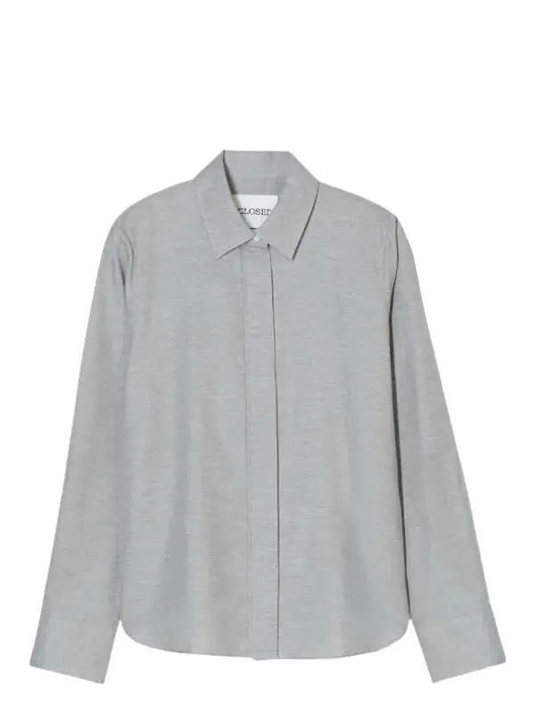 Closed Long-sleeve Shirt With Classic Collar - Gray
