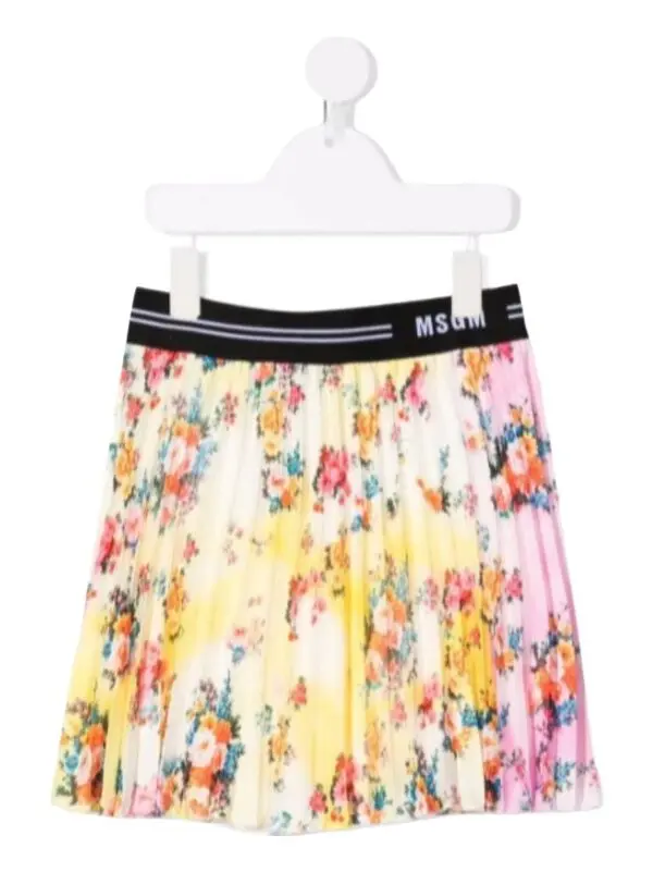 MSGM Floral Print Pleated Midi Skirt - Multicolor