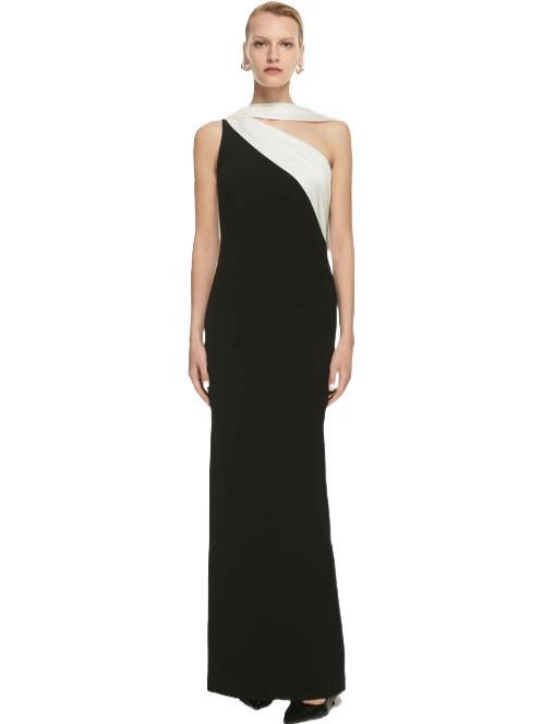 Roland Mouret Asymmetrical Neckline Dress With Slit - Black