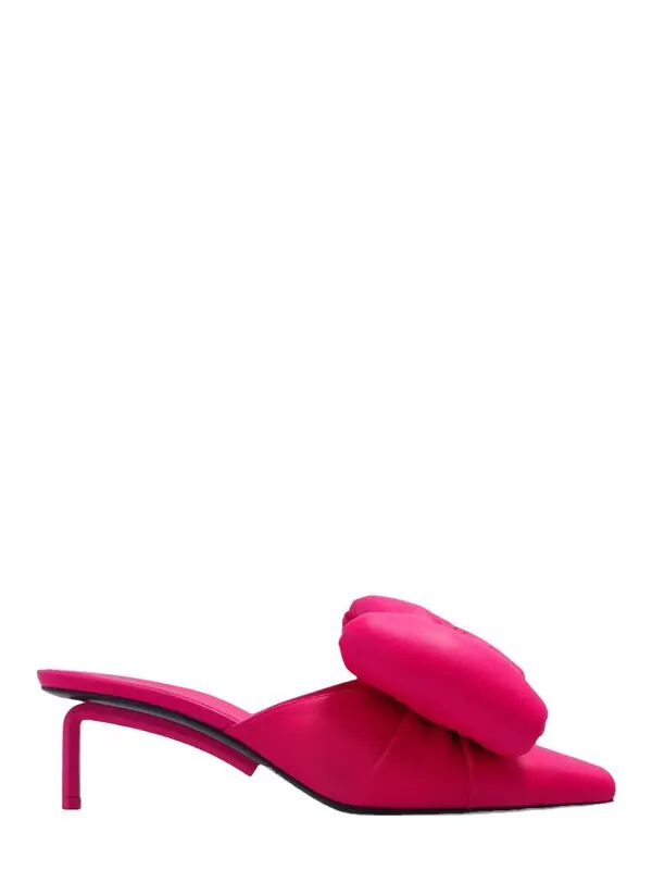 Off-White Padded Bow Leather Mules - Red