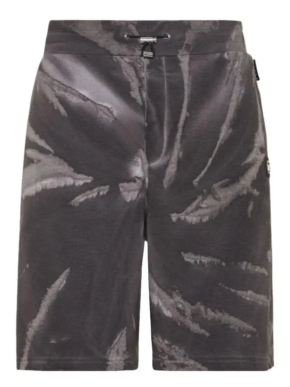 Philipp Plein Tie-dye Logo Detail Drawstring Shorts - Black
