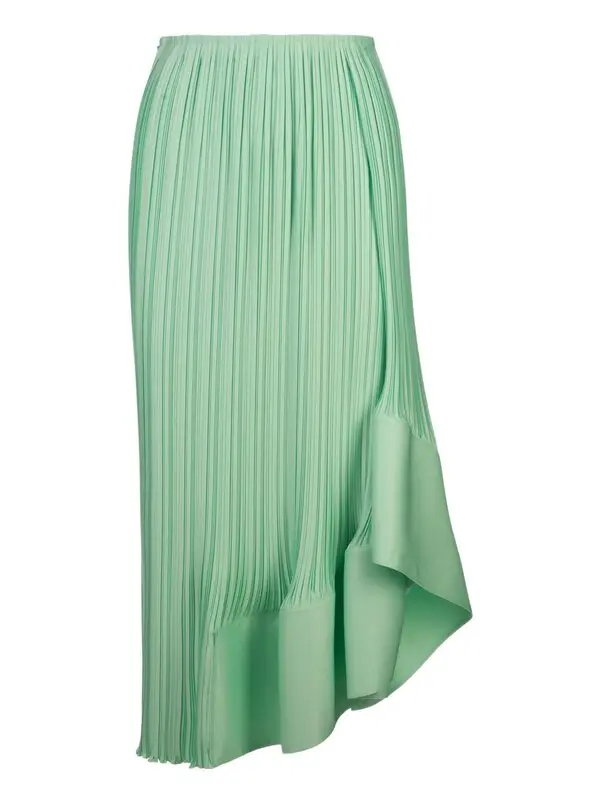 LANVIN Pleated Asymmetric-hem Maxi Skirt - Green