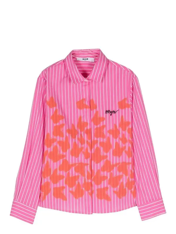 MSGM Striped Butterfly Shirt - Pink