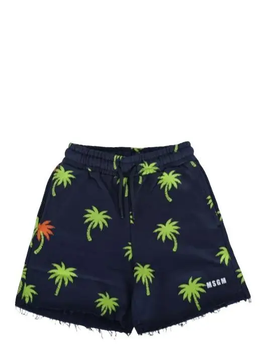MSGM Palm Tree Print Cotton Shorts - Black