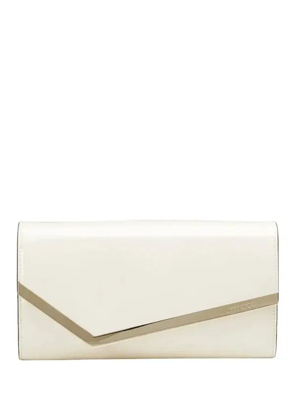 JIMMY CHOO Emmie Patent Leather Handbag With Detachable Chain - White