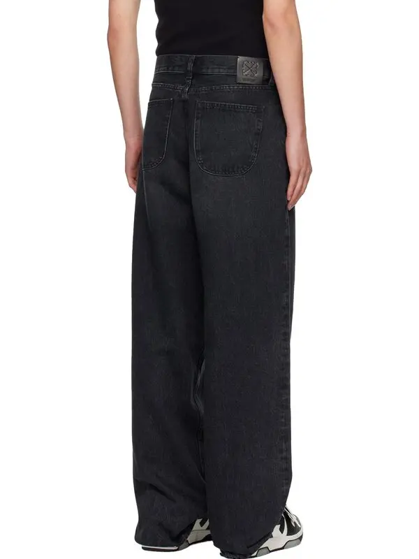 Off-White Logo Patch Wide Leg Jeans - Black