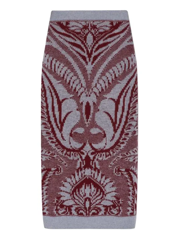 Etro Patterned Intarsia-knit Midi Skirt - Gray