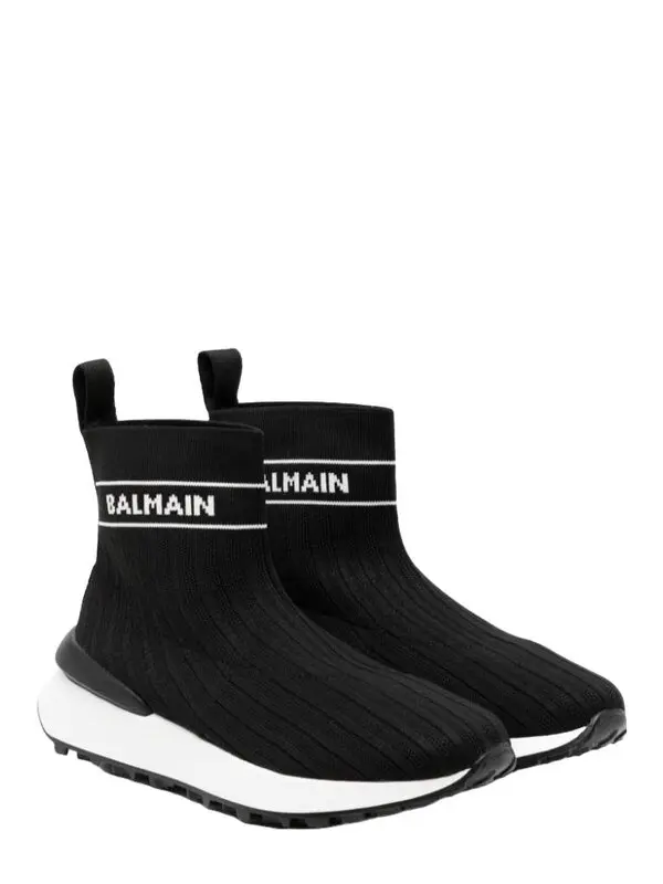 Balmain Logo-intarsia Sock Sneakers - Black