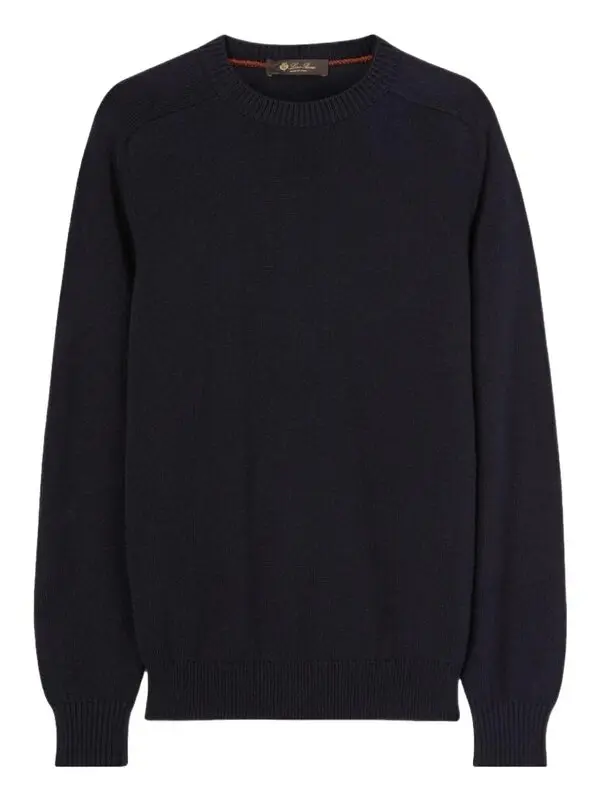 Loro Piana Round Neck Long Sleeve Sweater - Black