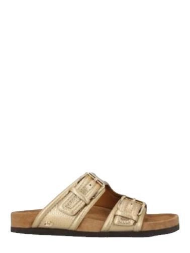 Valentino Garavani Buckled Leather Slides - Nude