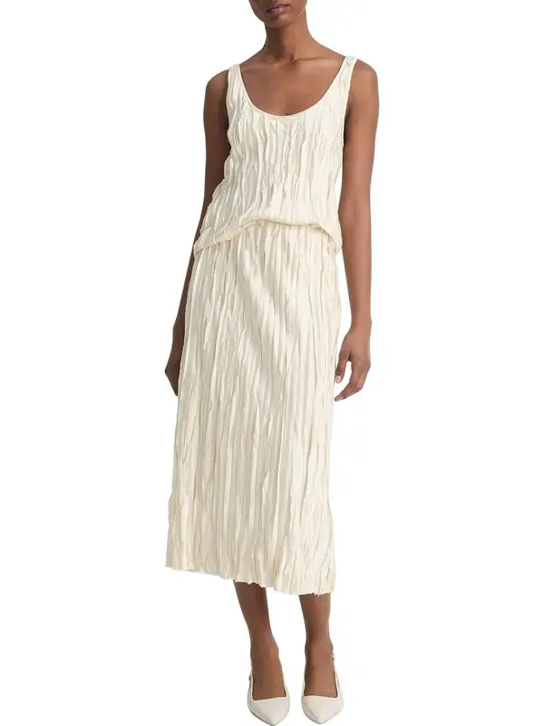 Vince Satin Midi Skirt - Light Ivory