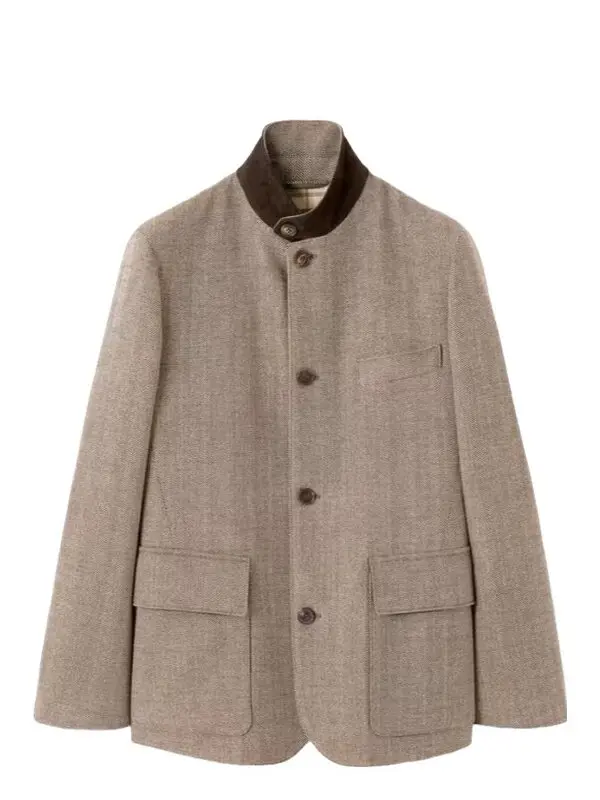 Loro Piana Roadster Jacket - Chocolate Herringbone Pattern