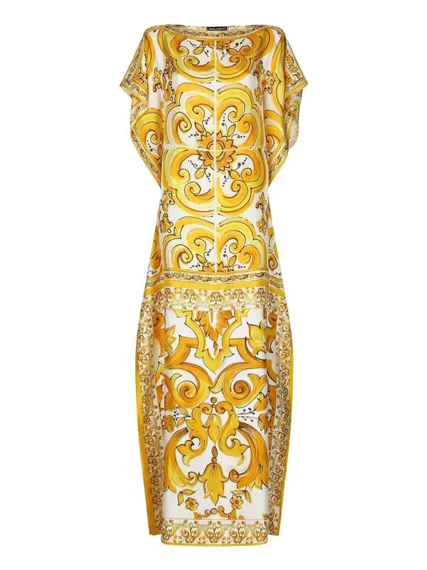 Dolce & Gabbana Majolica Printed Twill Caftan - Yellow