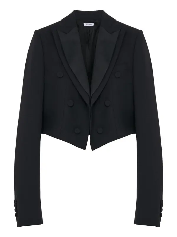 Alexander McQueen Double Lapel Cropped Jacket - Black