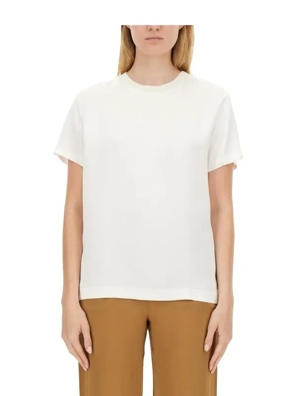 Fabiana Filippi Round Neck Short Sleeve Satin T-shirt - White