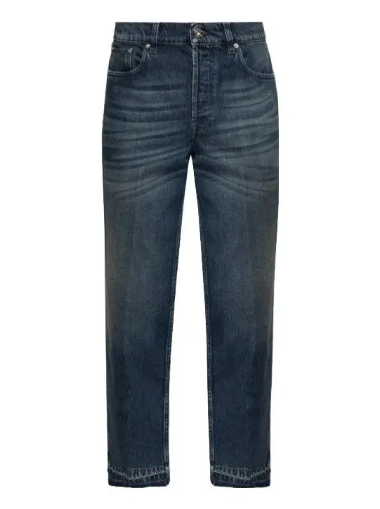 LANVIN Frayed Edge Straight Leg Jeans - Black