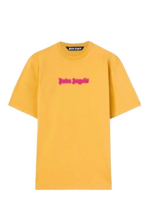 Palm Angels Logo Embroidered Crewneck T-shirt - Ochre