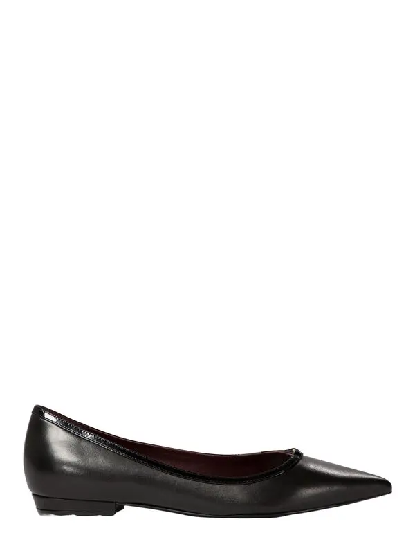 Tory Burch Double Buckle Pointed Toe Ballet Flats - Black