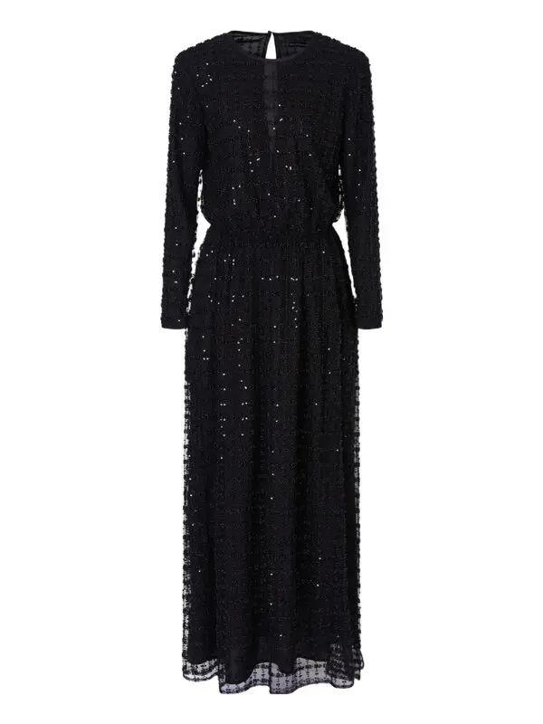 Emporio Armani Embellished Tulle Long Dress - Black
