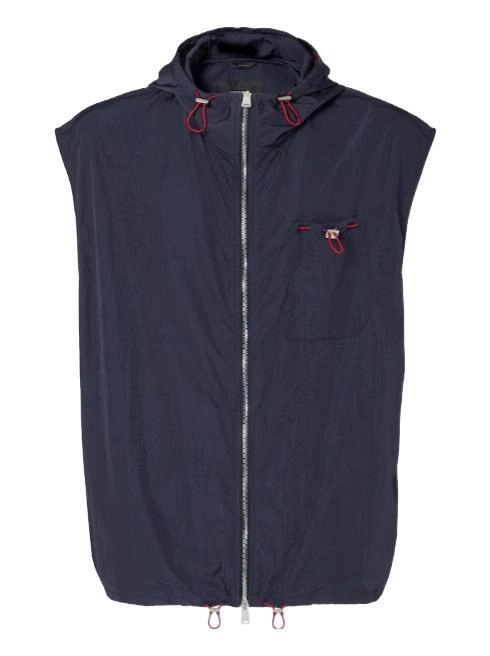 Fendi Sleeveless Hooded Vest With Drawstring Hem - Blue