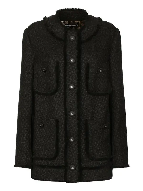 Dolce & Gabbana Single-breasted Raschel Tweed Jacket - Black