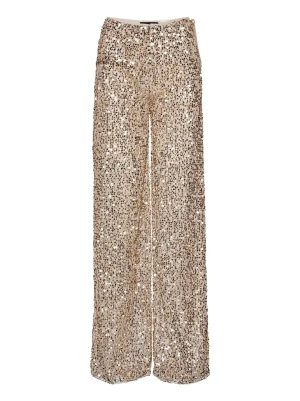 ROTATE BY BIRGER CHRISTENSEN Sequined Wide-leg Pants - Nude