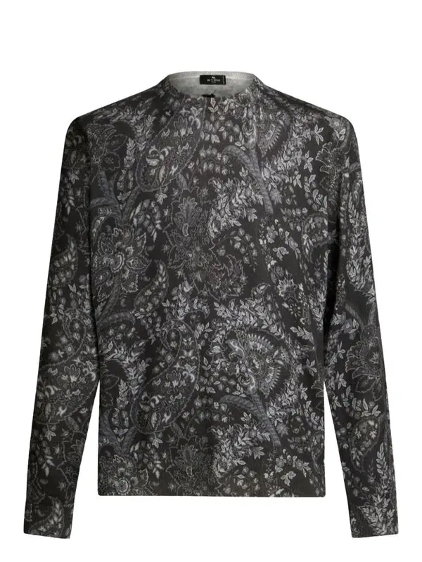 Etro Paisley Intarsia-knitted Long-sleeved Jumper - Black