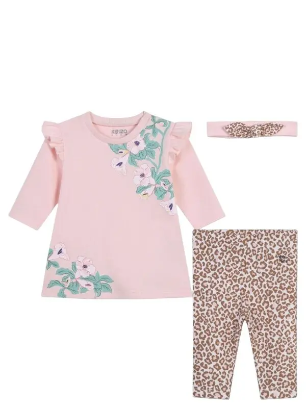 Kenzo Jersey Dress And Leggings Set With Headscarf - Pink