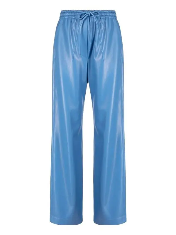 Nanushka Faux-leather Drawstring Waist Trousers - Blue