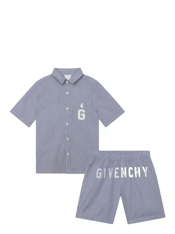 Givenchy 4g Striped Cotton Shirt And Shorts Set - Purple