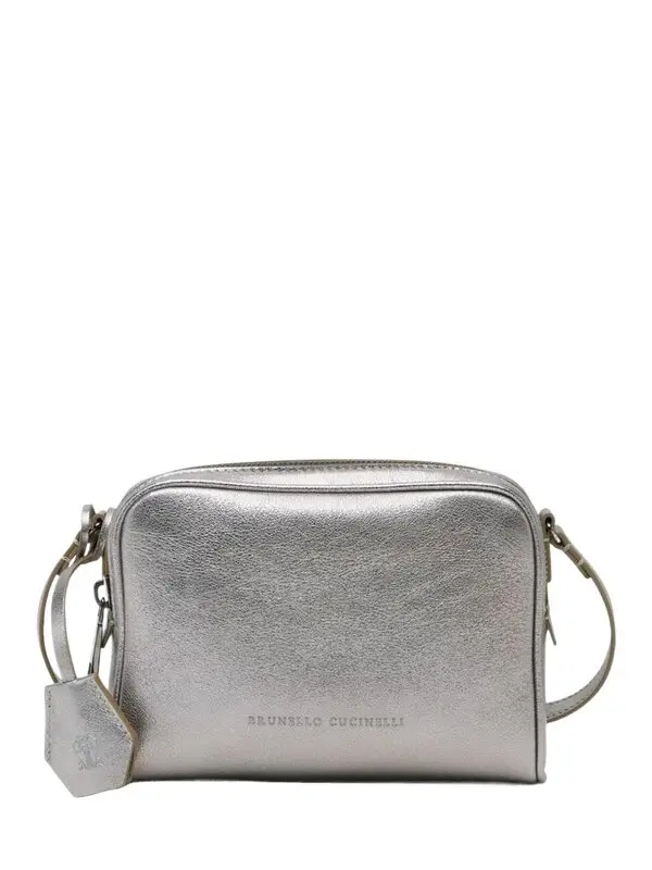 Brunello Cucinelli Lamé Boston Crossbody Bag - Gray