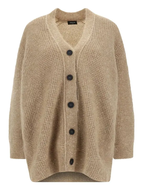 Fabiana Filippi Sequin Embellished V-neck Oversized Cardigan - Nude